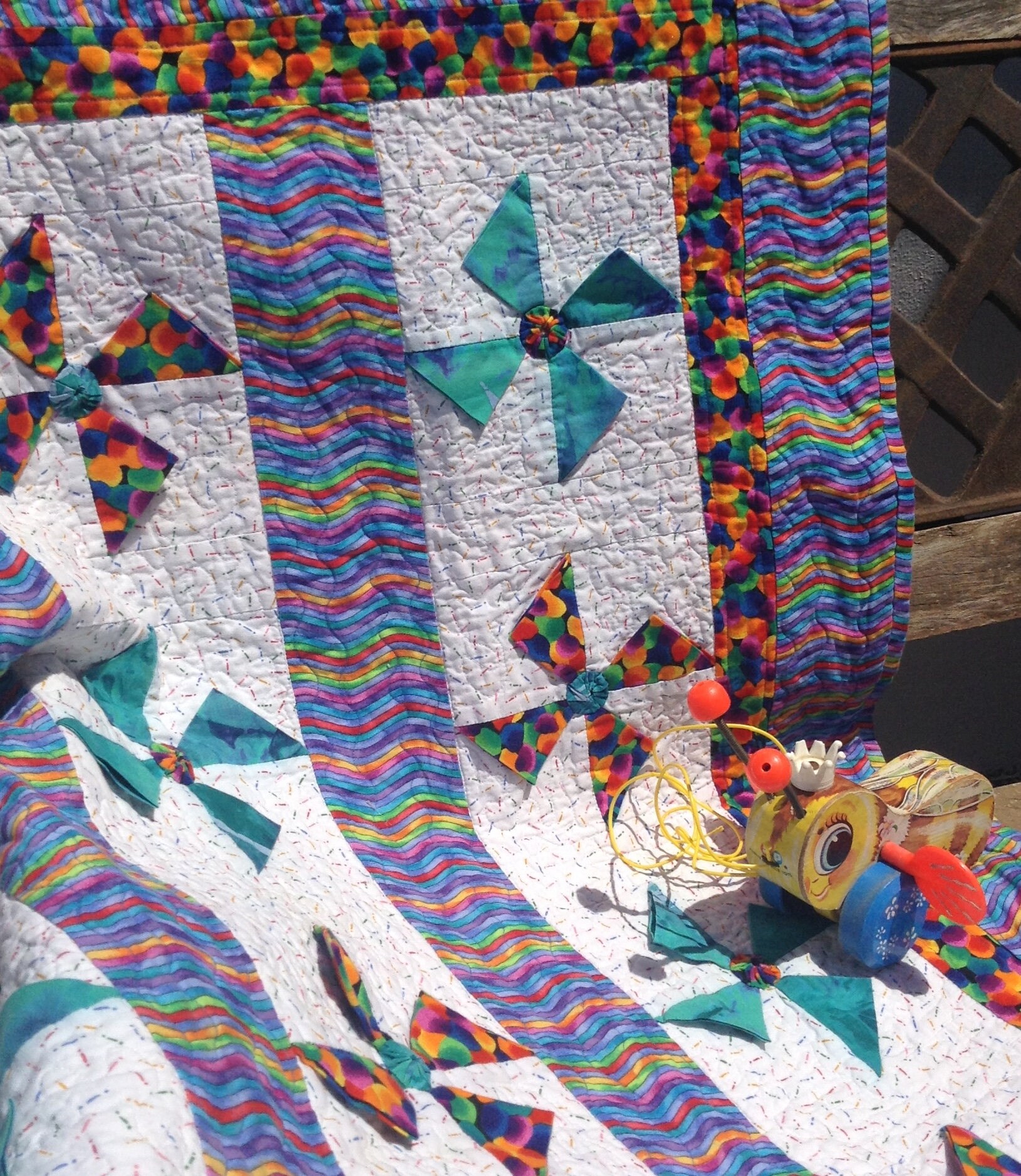 Pdf Baby Quilt Pattern...folded Triangles...3d Pinwheels...4 Fabrics ...