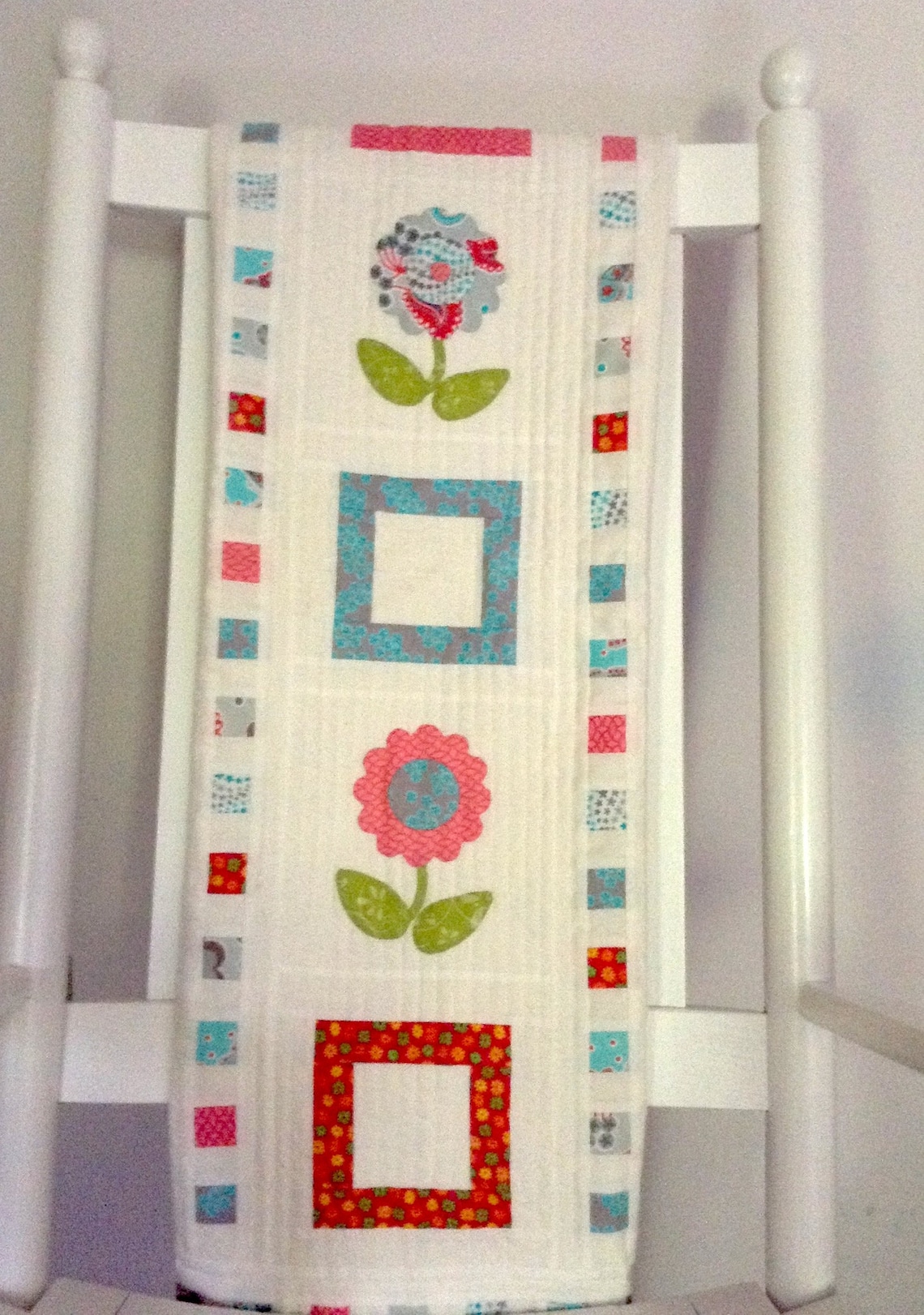 Pdf Applique Baby Quilt Pattern..pdf Applique Lap Quilt Pattern..flower ...