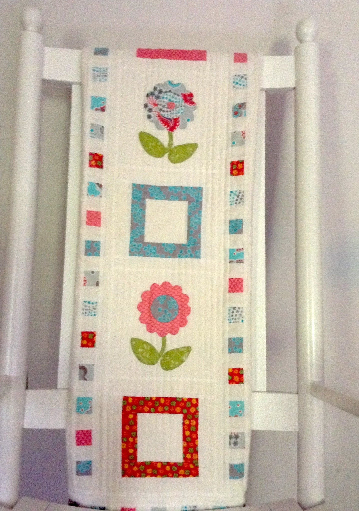 Pdf Applique Baby Quilt Pattern..pdf Applique Lap Quilt Pattern..flower ...