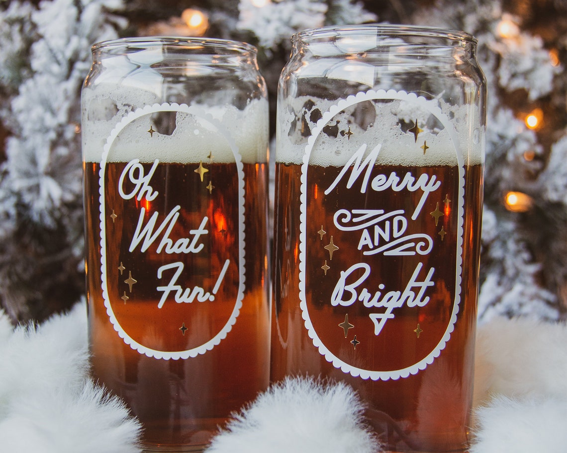 Oh What Fun Can Shape Glass Christmas Glassware Christmas - Etsy