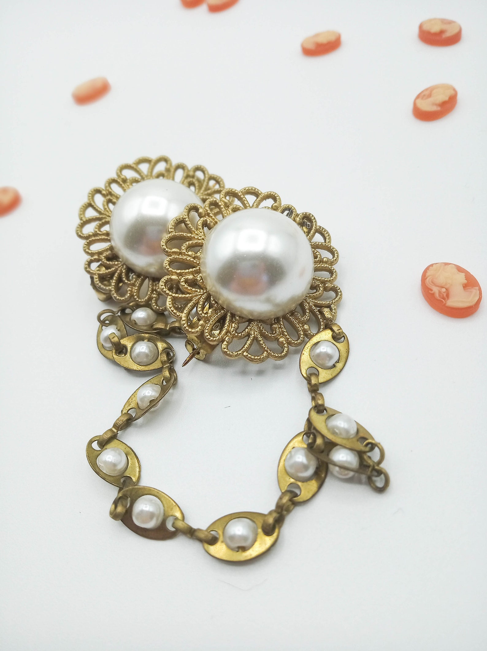 UNUSED Vintage victorian collar pin chain New Old stock gold | Etsy