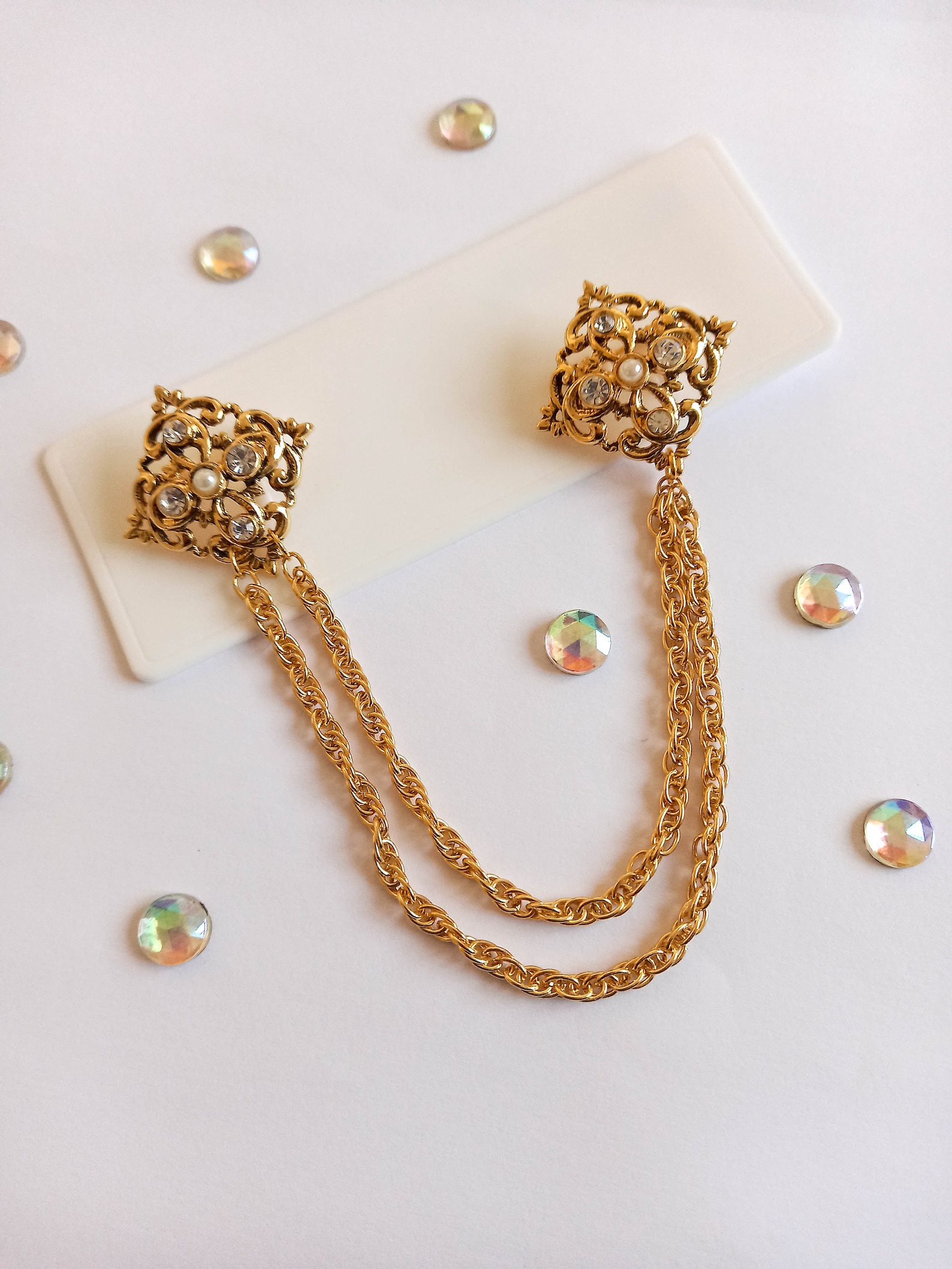 80s Victorian Collar Pin Chain Vintage Collar Pins New Old - Etsy