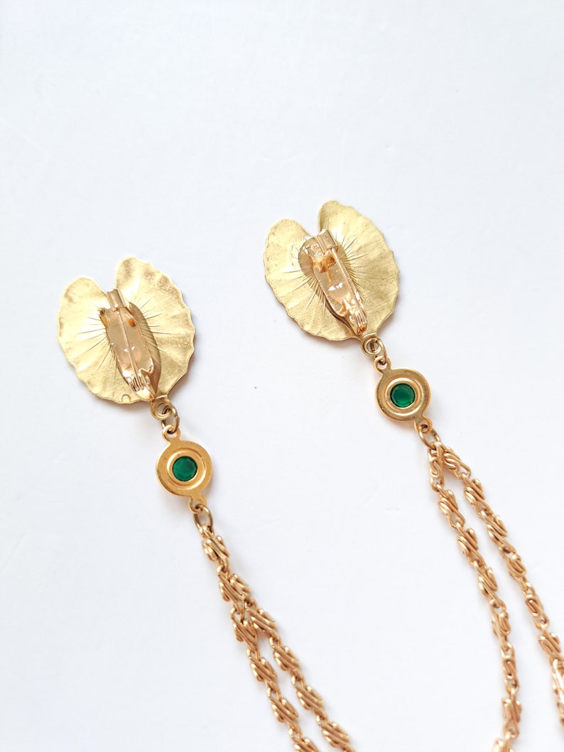 Vintage Leaf Collar Pins Chain Waterlilly Brass Collar Pins - Etsy