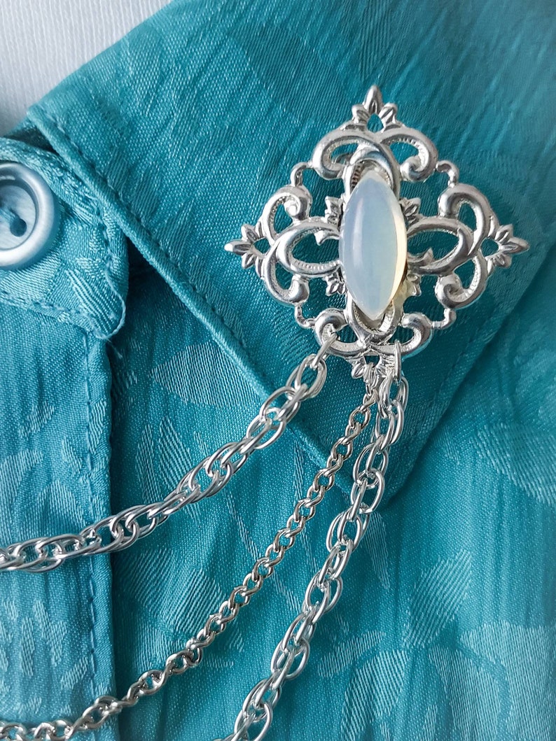 Silver Vintage Victorian Collar Pin Chain Filigree Collar Pin - Etsy