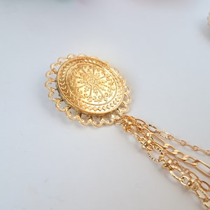 Art Deco Vintage Collar Pins Chain, Wedding Gold Collar Pin Chain ...