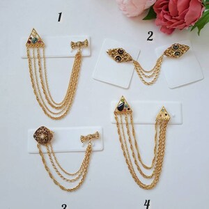 Gold Sweater Clips, 80s Unused Cardigan Clip, Collar Clip Chain, Gold ...