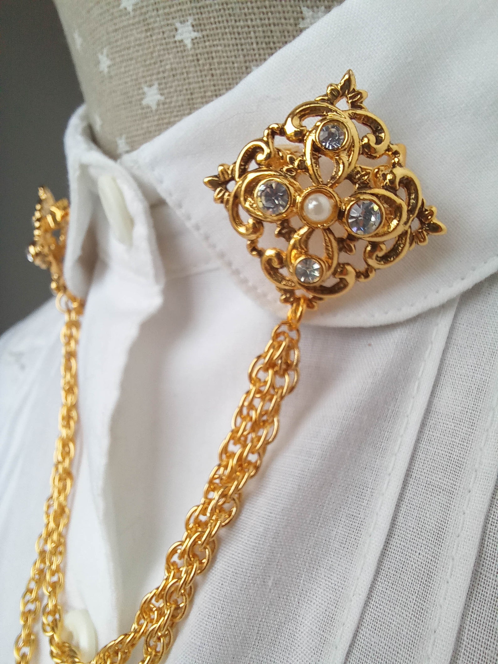 80s Victorian Collar Pin Chain Vintage Collar Pins New Old - Etsy