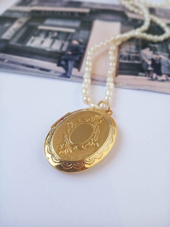 Real Pearl Photo Locket Necklace NEW OLD STOCK Vintage Gold - Etsy UK