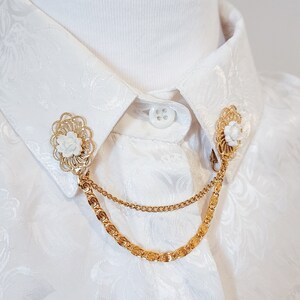 Gold Sweater Clips, 80s Unused Cardigan Clip, Collar Clip Chain, Gold ...