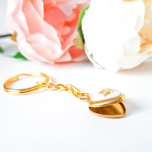 Long Distance Keychain Heart Locket, Gold Plated Heart Locket Keychain ...