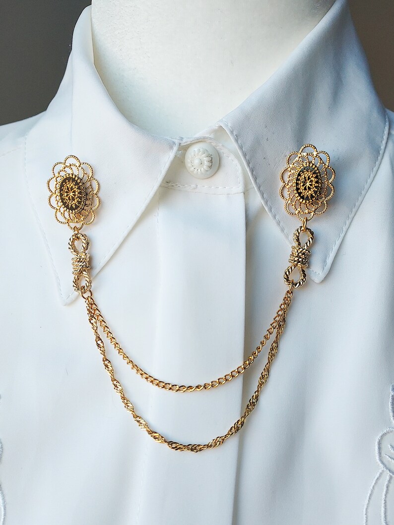 Unused Vintage Collar Pin Chain 80s Collar Pins Gold Black - Etsy