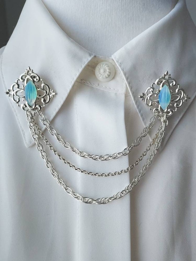 Silver Vintage Victorian Collar Pin Chain Filigree Collar Pin - Etsy