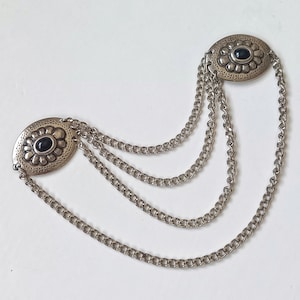 RESERVED UNUSED Vintage Gold/silver Collar Pins, Statement Pearl Collar Pin Chain, Collar Pins ...