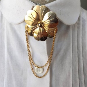 Gold Sweater Clips, 80s Unused Cardigan Clip, Collar Clip Chain, Gold ...