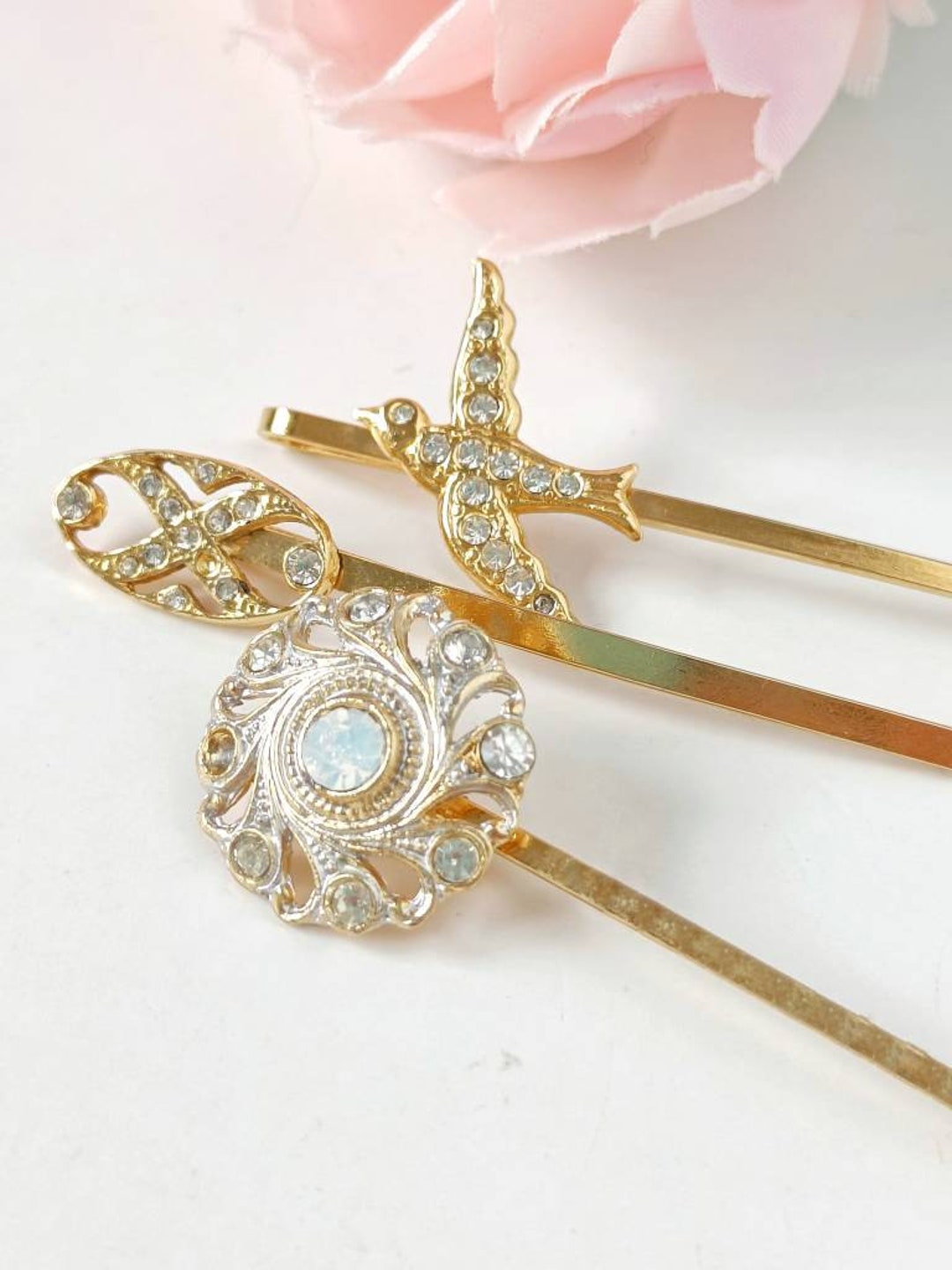 Unused Vintage Gold Bobby Pins Set, Vintage Bridal Hair Pins ...