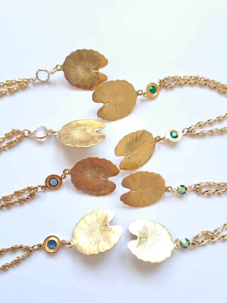 Vintage Leaf Collar Pins Chain Waterlilly Brass Collar Pins - Etsy