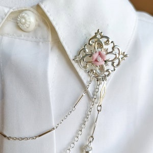 Silver Victorian Collar Pin Chain, Vintage Collar Chain Pin, 80s Collar ...