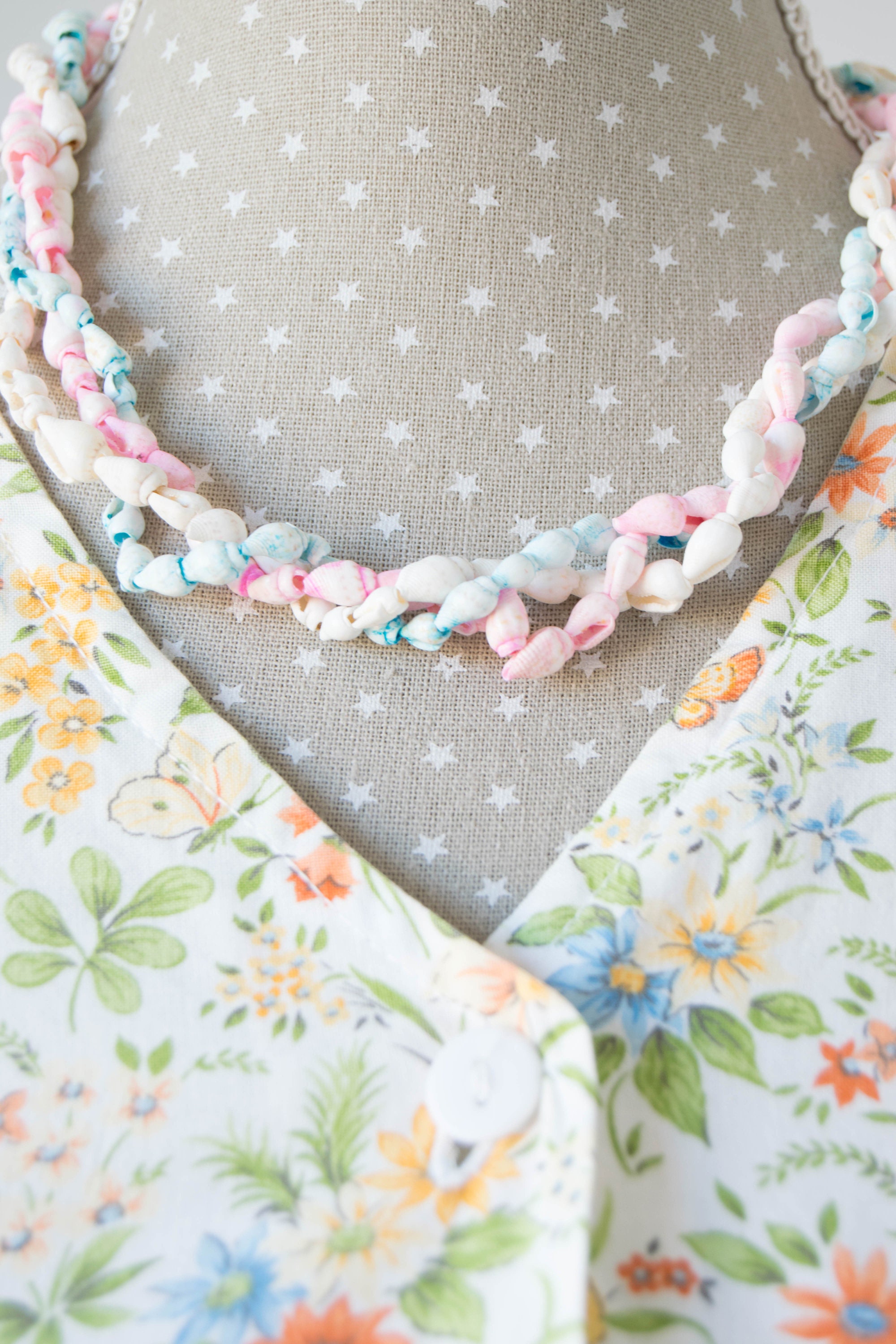 Braided shell choker necklace pastel necklace natural | Etsy