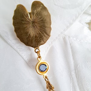Vintage Leaf Collar Pins Chain Waterlilly Brass Collar Pins - Etsy