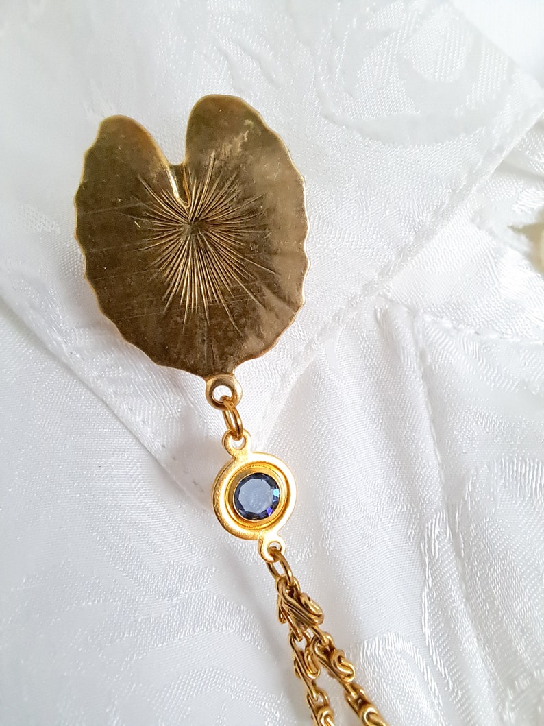 Vintage Leaf Collar Pins Chain Waterlilly Brass Collar Pins - Etsy