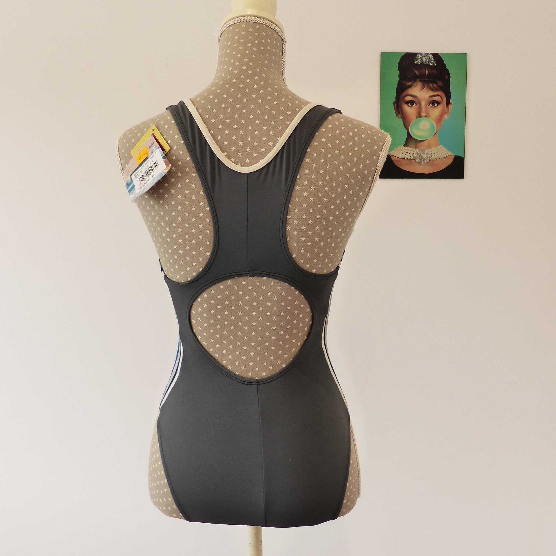 Sport Swimming Suit Pool Racer Back Swimsuit Size S Gray - Etsy