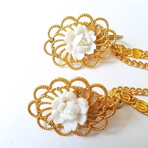 Gold Sweater Clips, 80s Unused Cardigan Clip, Collar Clip Chain, Gold ...