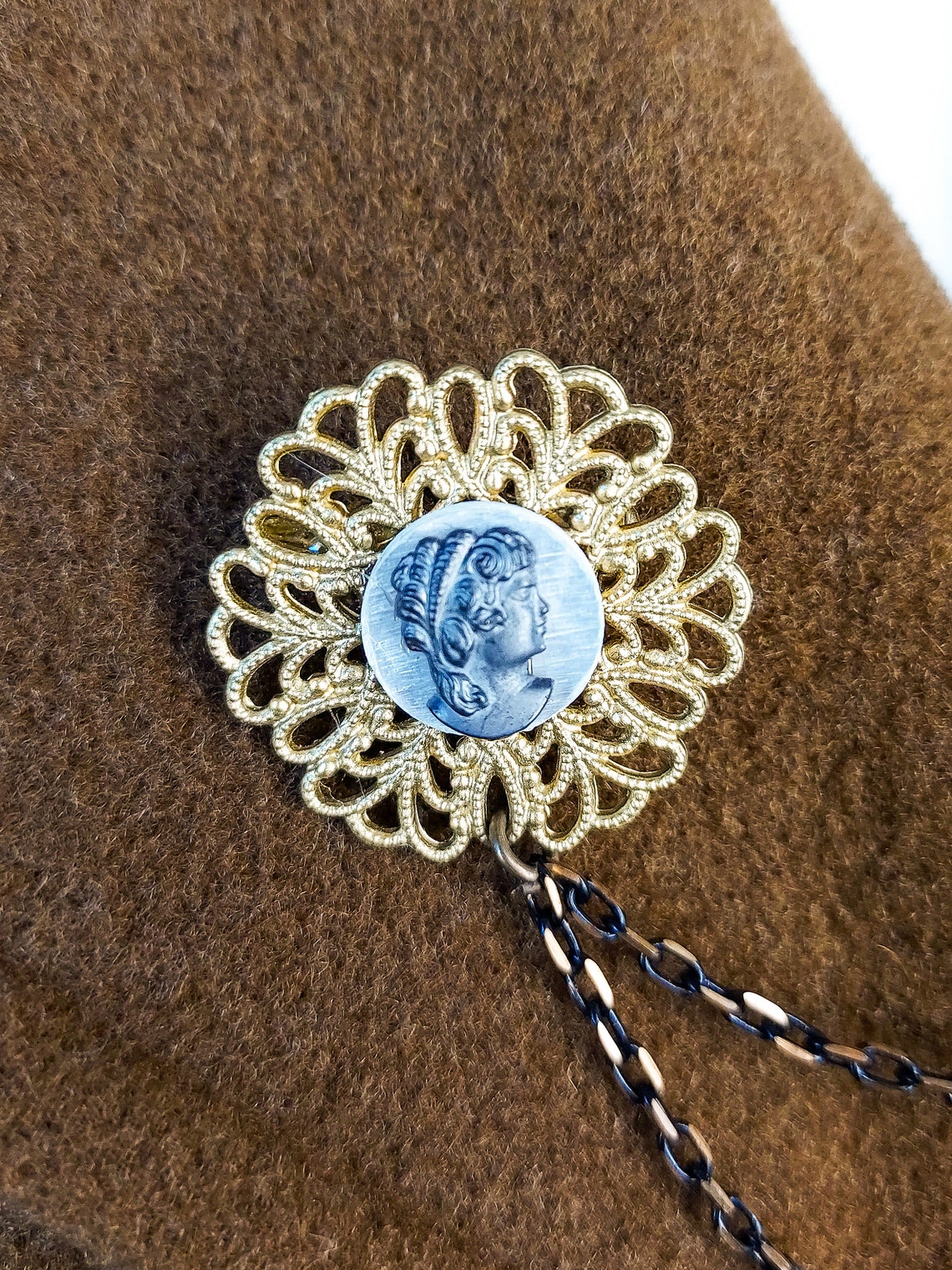 Victorian Collar Pin Chain Black Gold Art Deco Vintage Collar - Etsy