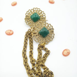 UNUSED Vintage Victorian Collar Pin Chain, New Old Stock Gold Pearl ...