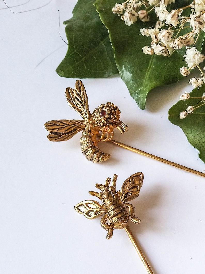 Vintage Gold Bee Pin Brooch Bee Lapel Pin 80s Antique Bee - Etsy