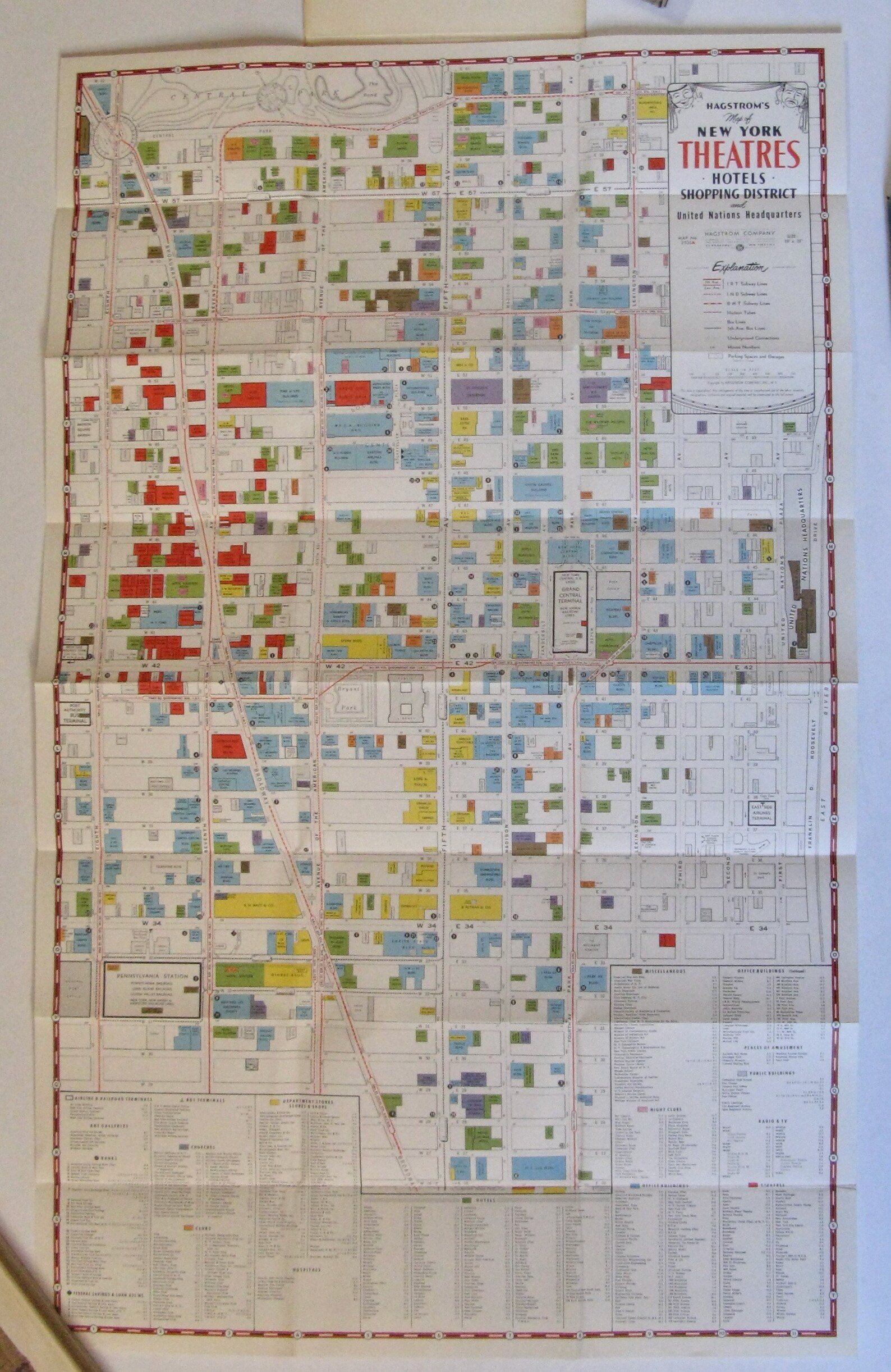 1950's Map of New York - Etsy