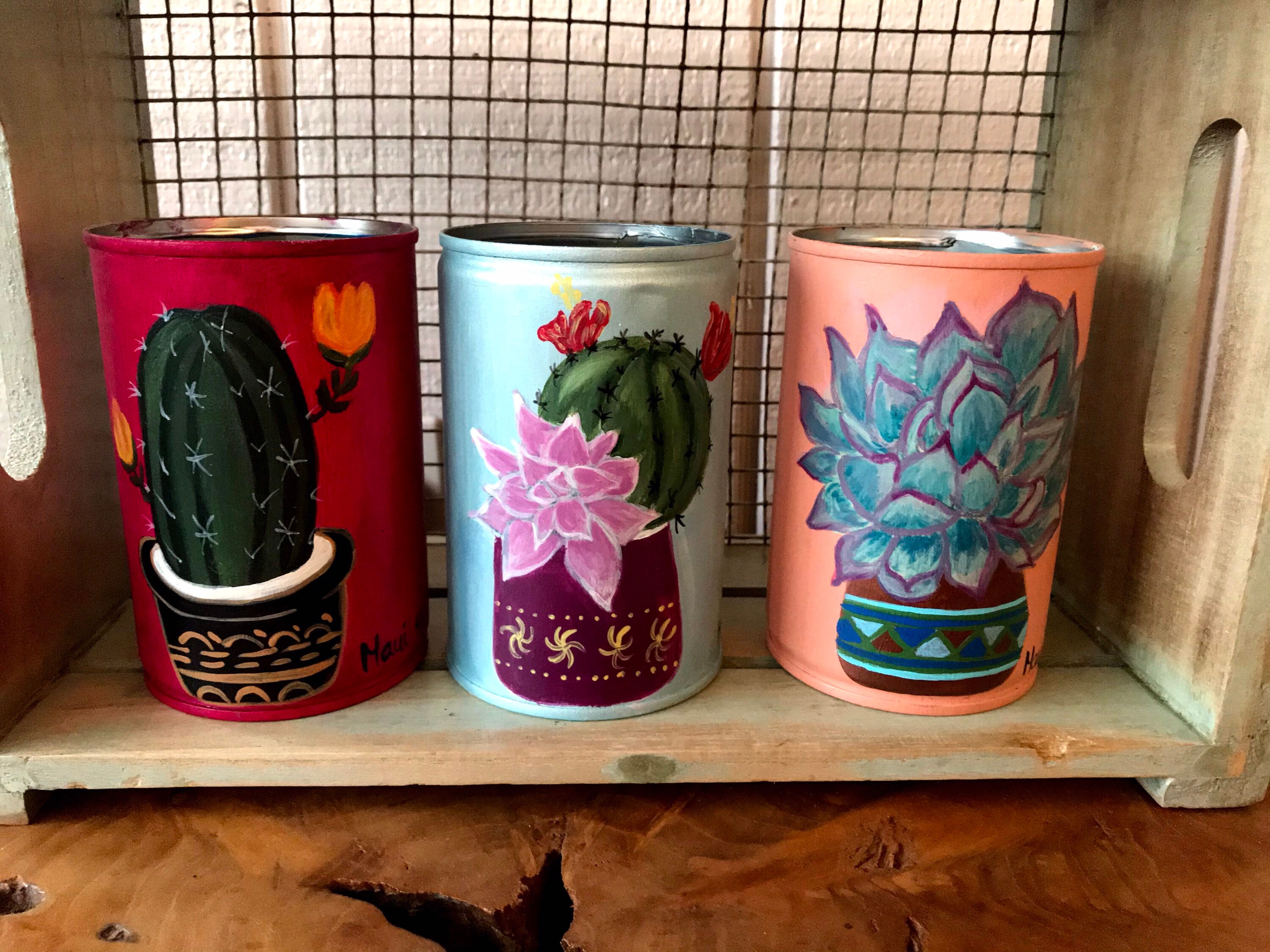 Up Cycled Hand Painted Tin Can Planter - Etsy