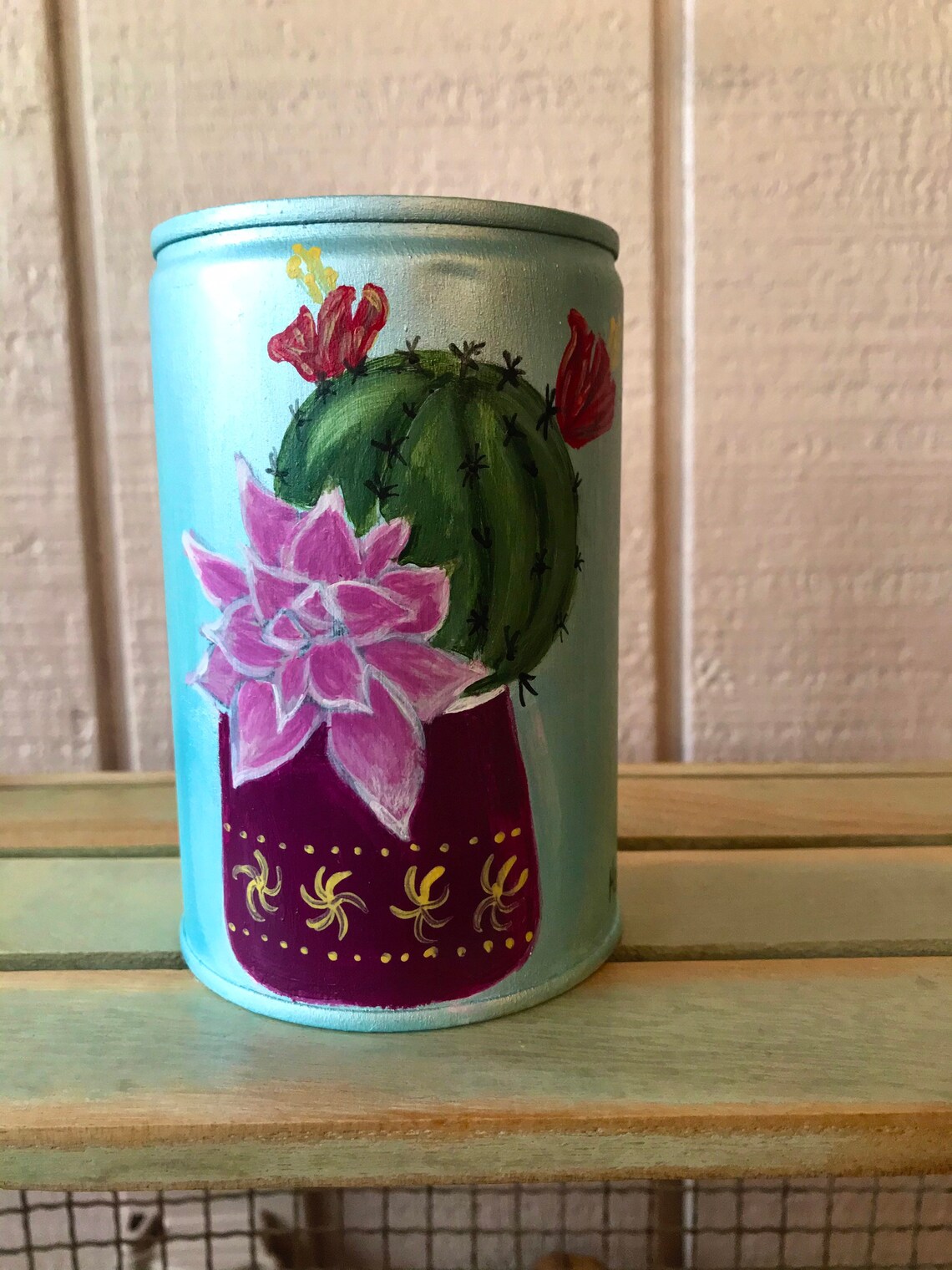 Up Cycled Hand Painted Tin Can Planter - Etsy