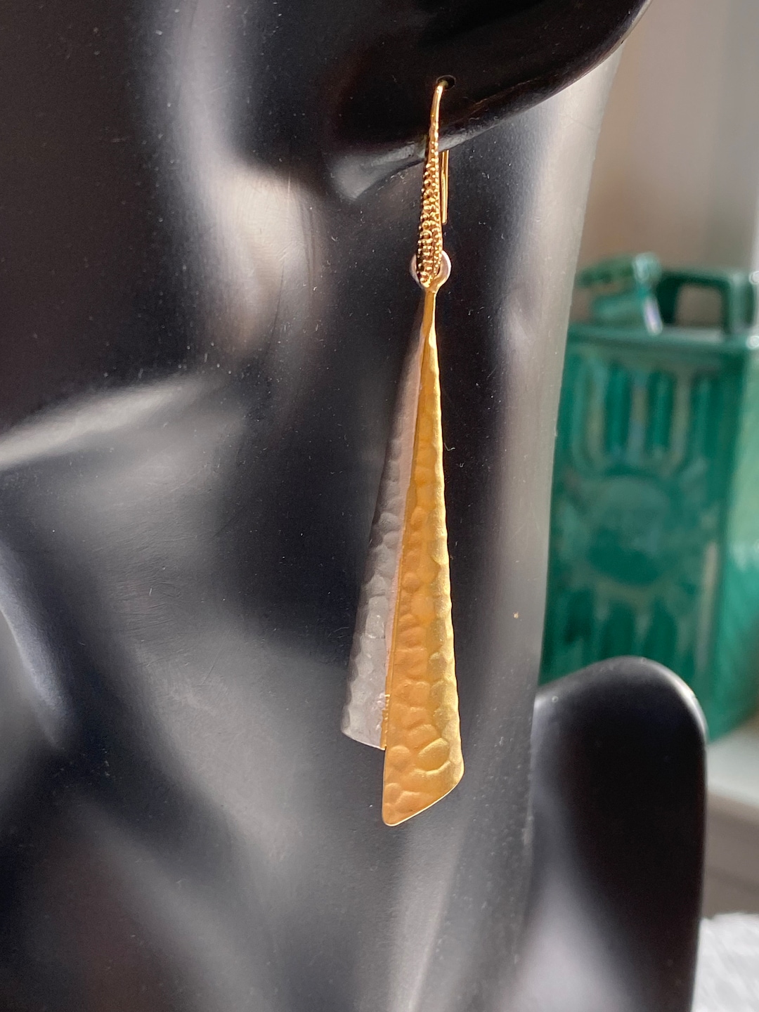 Silver and Gold Earrings Cone Shape Vintage - Etsy