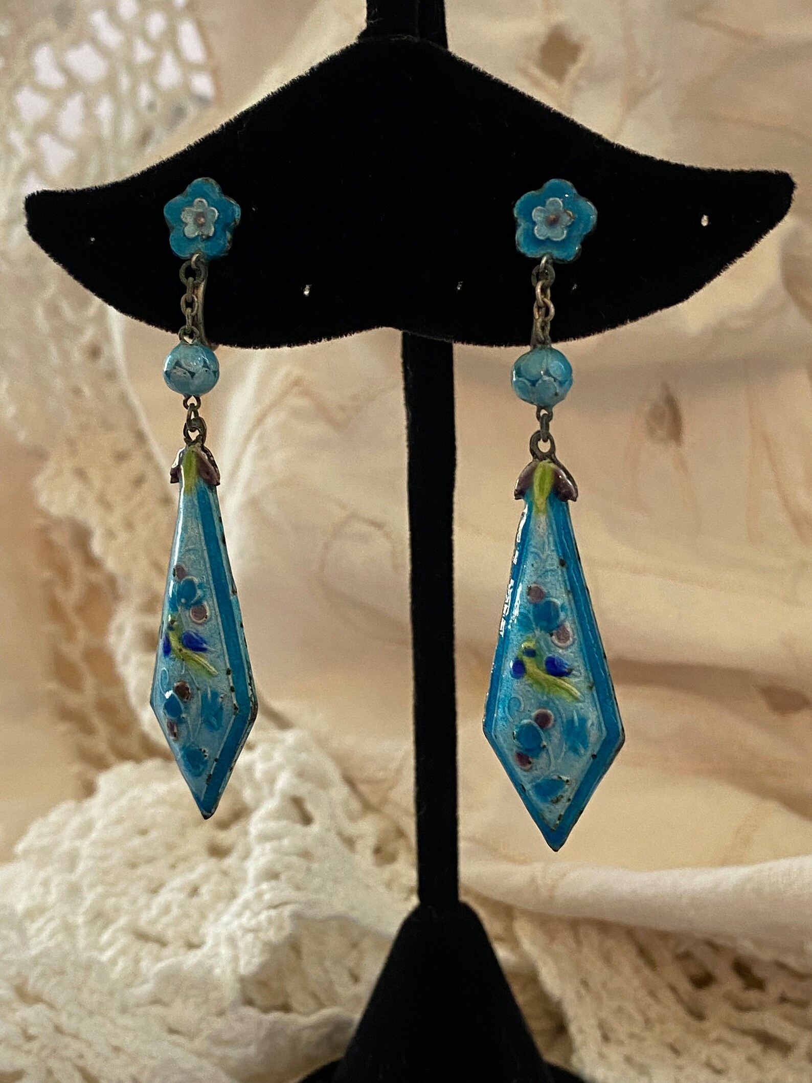 Antique Enamel Earrings Chinese Silver sale Price - Etsy