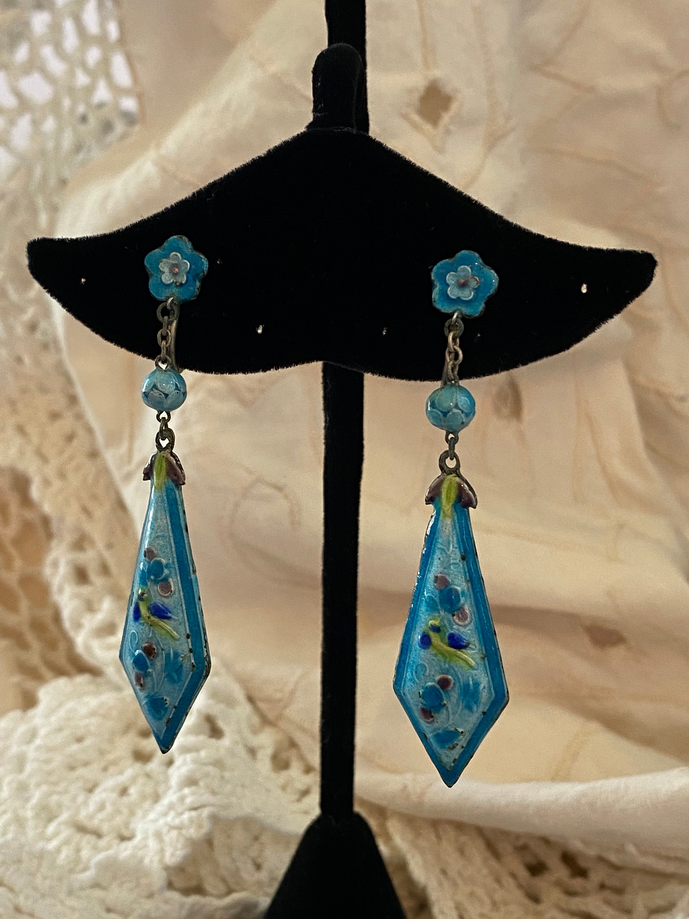 Antique Enamel Earrings Chinese Silver sale Price - Etsy
