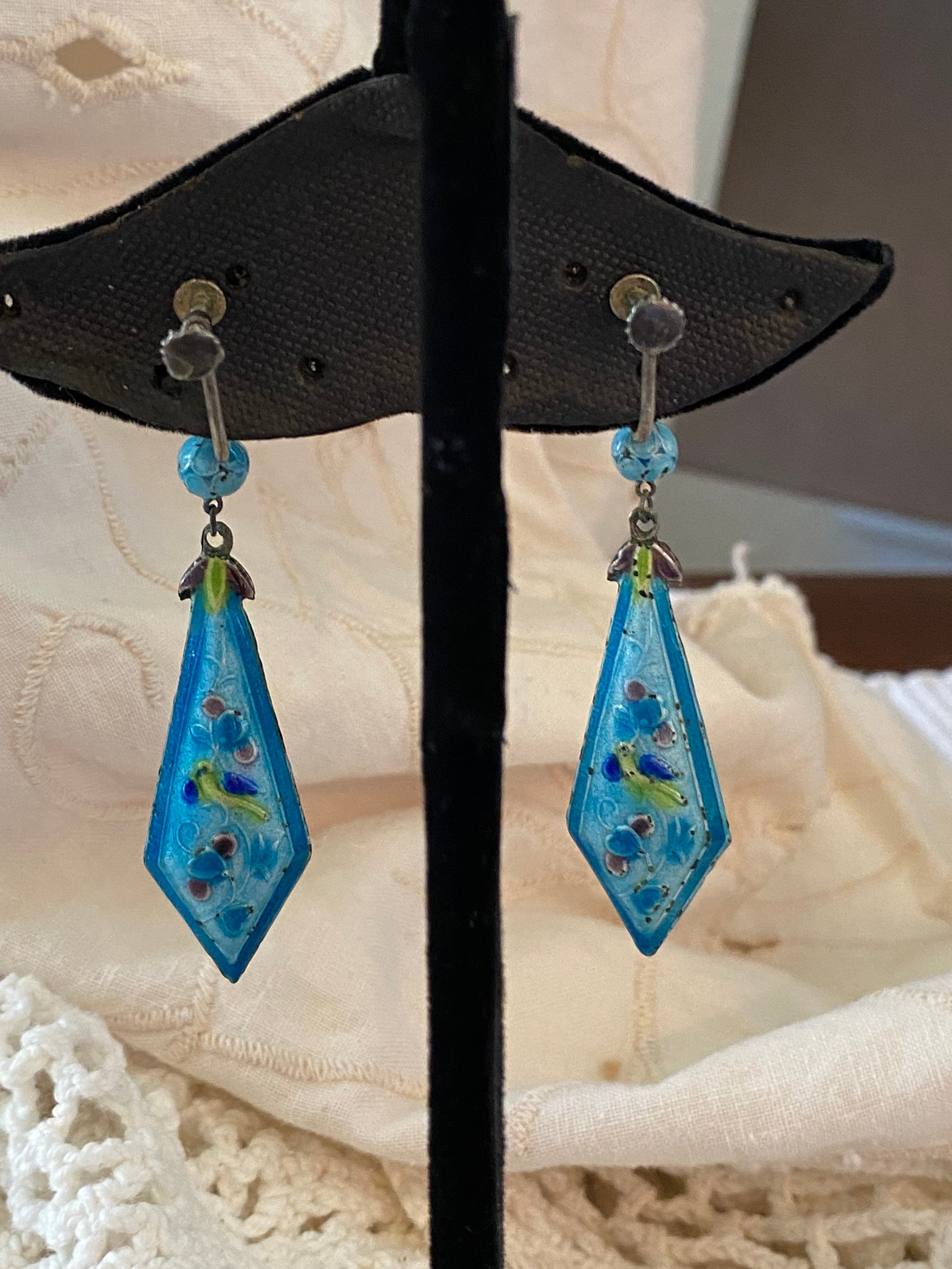 Antique Enamel Earrings Chinese Silver sale Price - Etsy