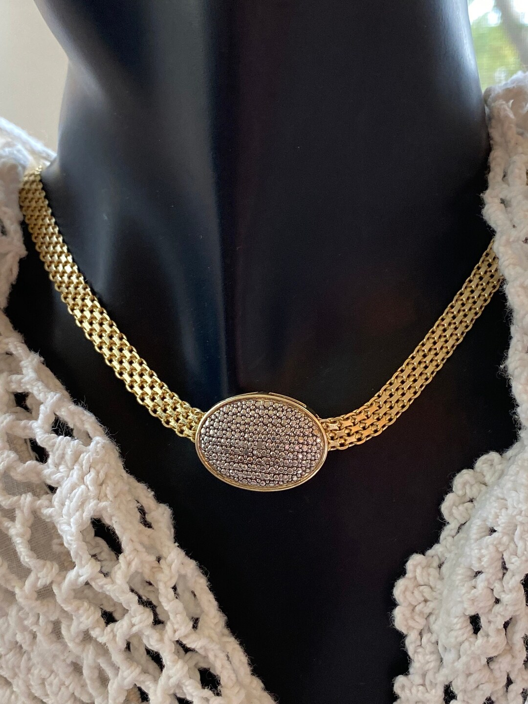 Gold Vermeil Marcasite Choker Necklace Vintage Signed FAS - Etsy