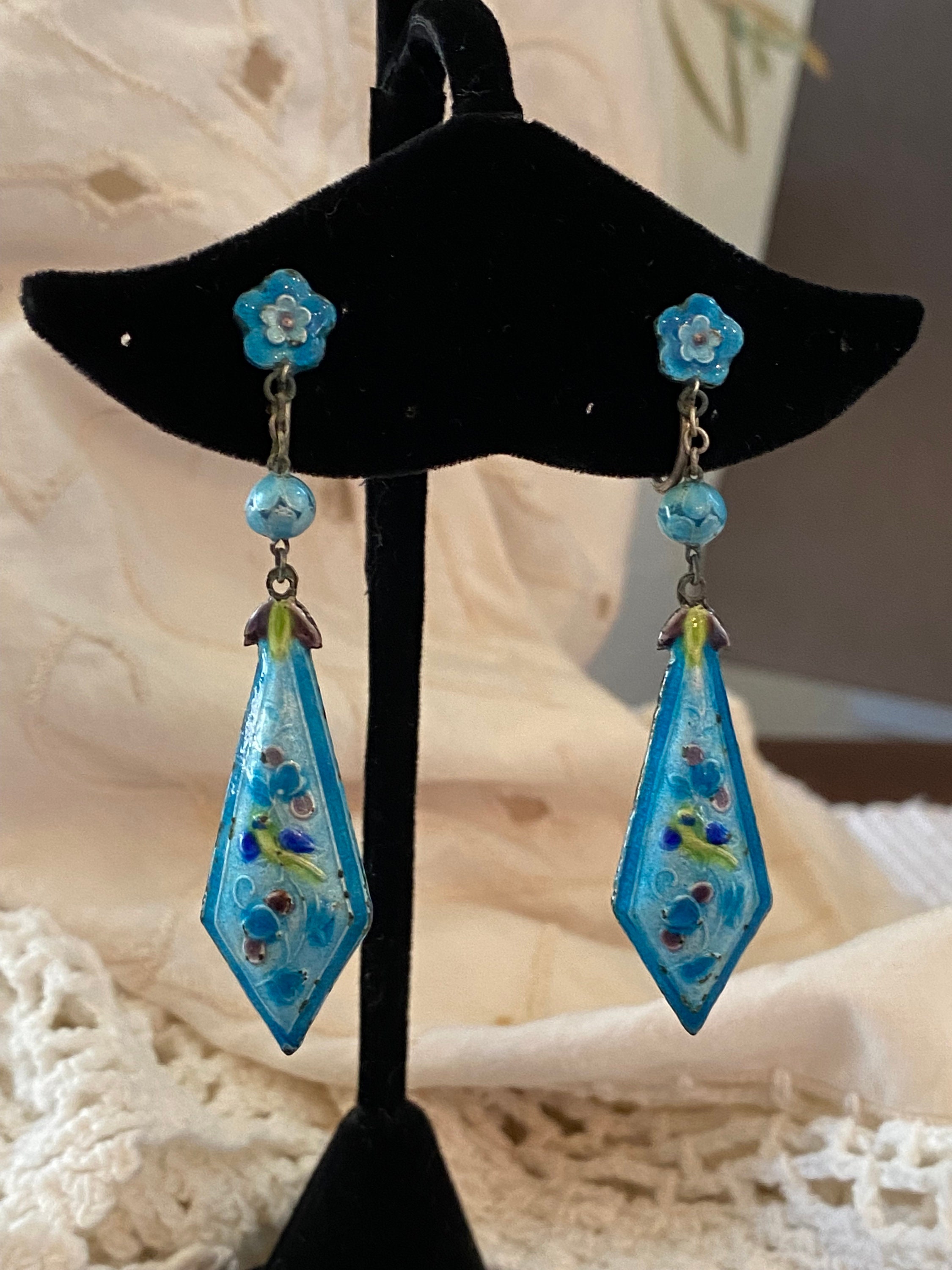 Antique Enamel Earrings Chinese Silver sale Price - Etsy