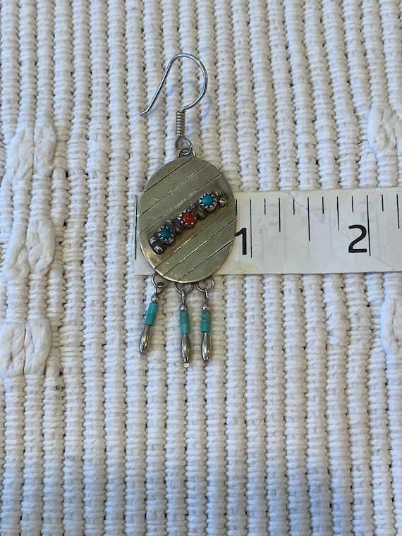 Sterling Earring Native American Signed D - Gem
