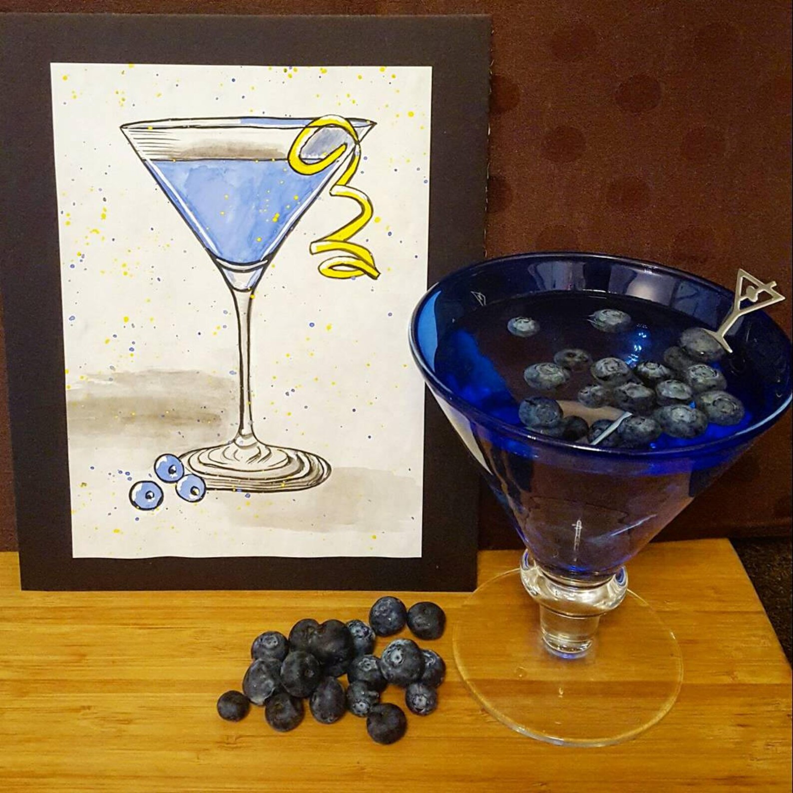 Watercolor/acrylic Painting: Blueberry Martini - Etsy