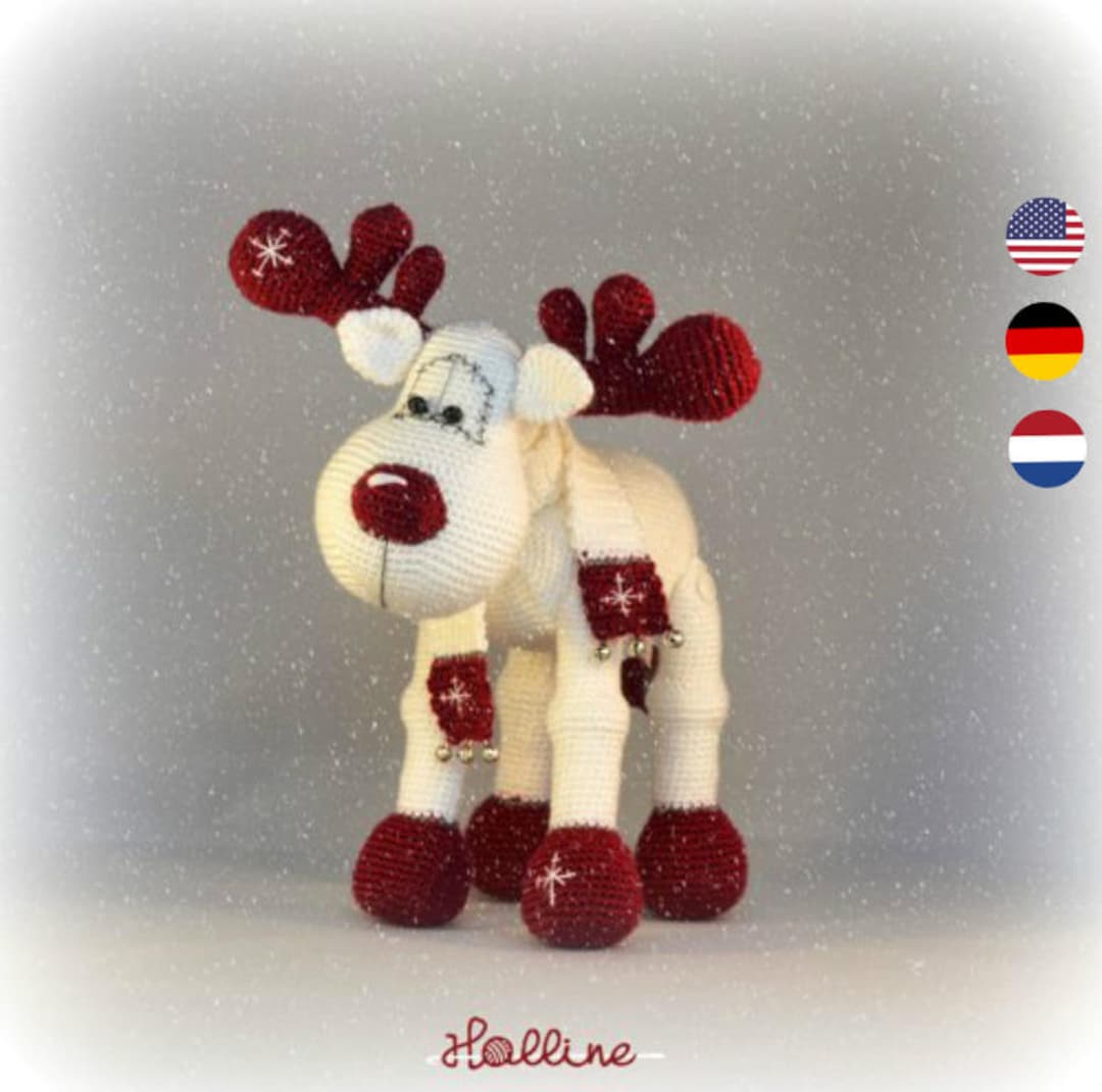 PDF Pattern Rudolph the Reindeer, English, Dutch and German, Amigurumi ...
