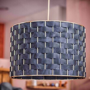 Leather Drum Chandelier Lighting, Leather Pendant Light, Woven ...