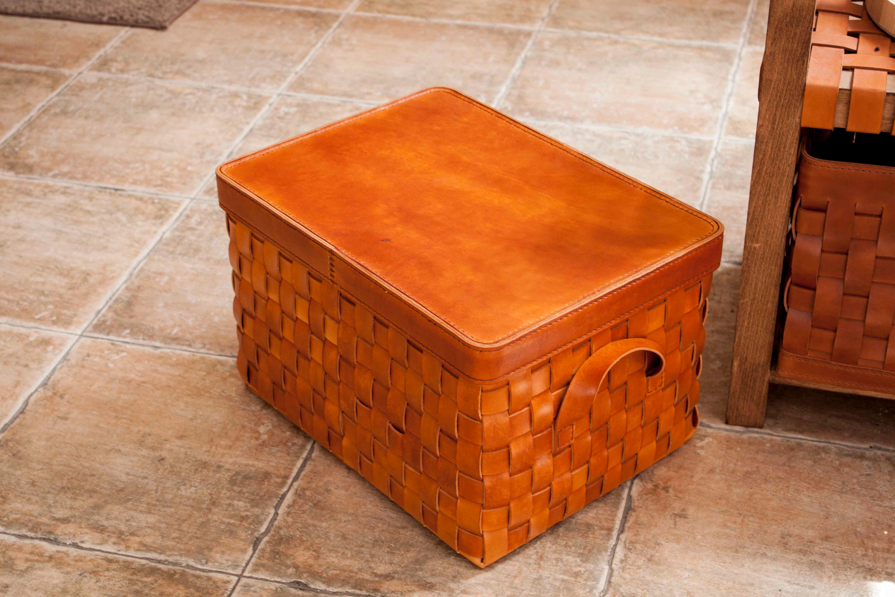 Leather storage box store