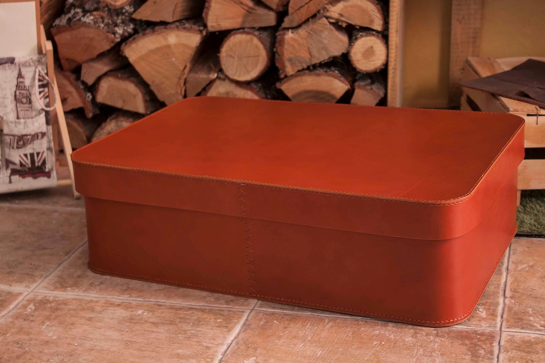 Leather Box With Lid, Storage Organization, Hosting Gift, Large Log ...