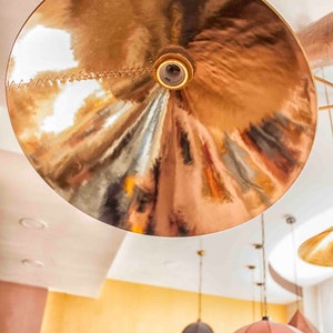 Leather Pendant Light, Leather Kitchen Island Lighting, Gold Cone ...