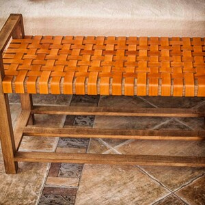 Leather Strap Bench Outdoor Furniture and Outdoor Decor - Woven End of ...