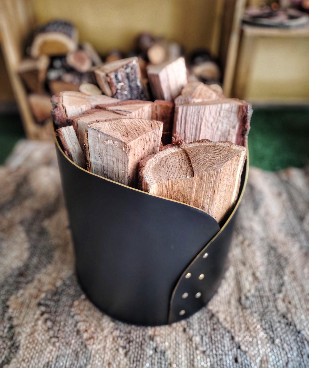 Large Firewood Storage Basket, Log Bucket, Fireplace Basket, Kindling ...