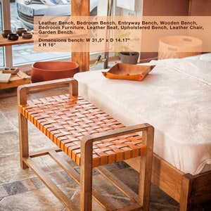 Leather Strap Bench, Outdoor and Garden, Woven End of Bed Bench ...