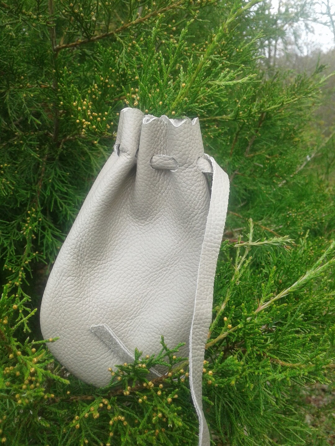 Khaki Small Leather Pouch, Drawstring Bag, Crystal Pouch, Marble Bag ...