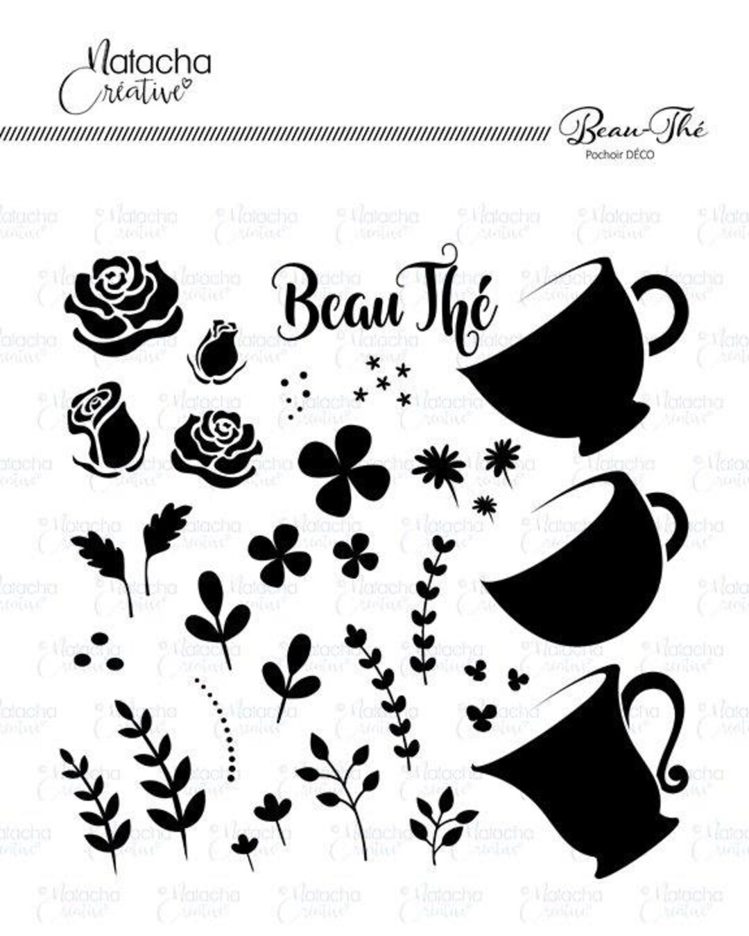 Beau Tea Cups Stencil for DIY and Home Decor Projects Craft - Etsy